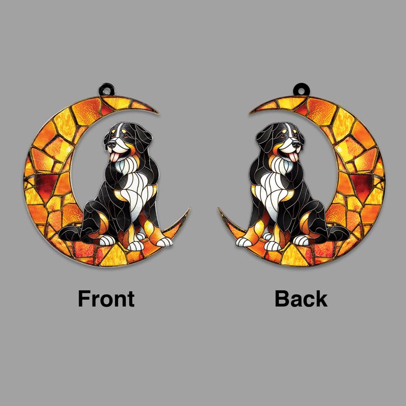 Bernese Suncatcher Hanging Window, Dog Suncatcher Memorial, Moon Dogs ...