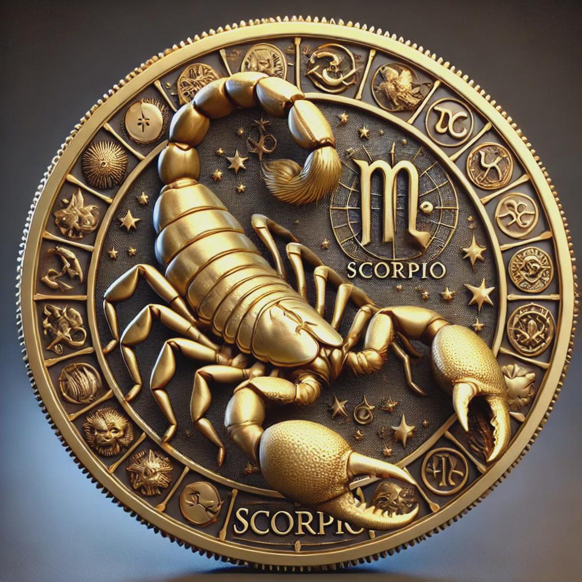 Scorpio Zodiac Coin 3D Relief Depth Map | Laser/cnc Engraving (digital ...