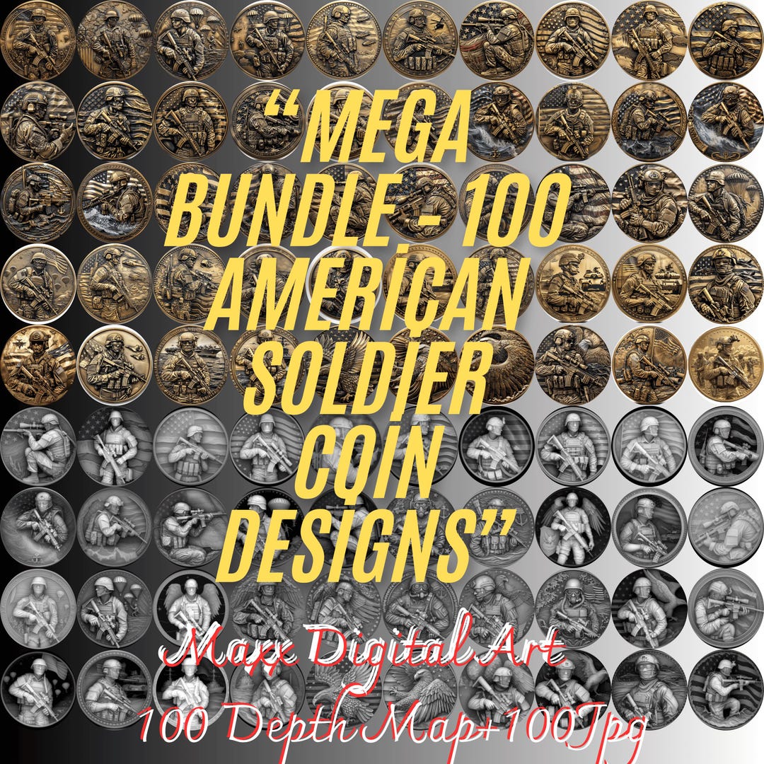 100 American Soldier Coin Bundle Depth Maps & HD Images Military ...