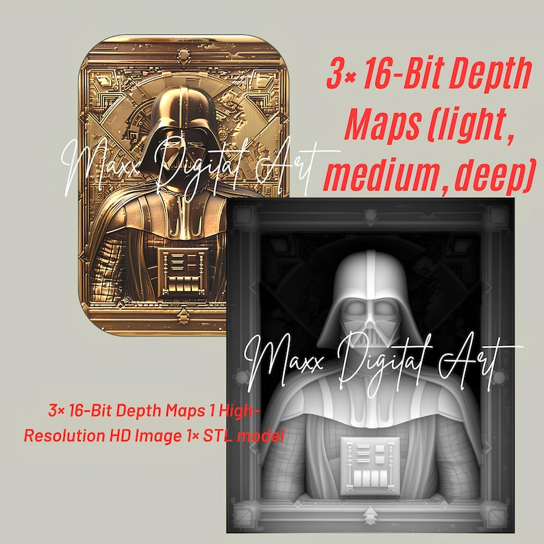 Depth Map Darth Vader Zippo Lighter Files | 3× 16-bit Variations + 1 HD ...