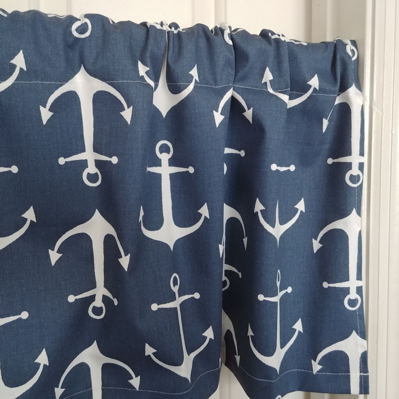 NAVY ANCHORS Curtains Designer Window Panels or Shower | Etsy