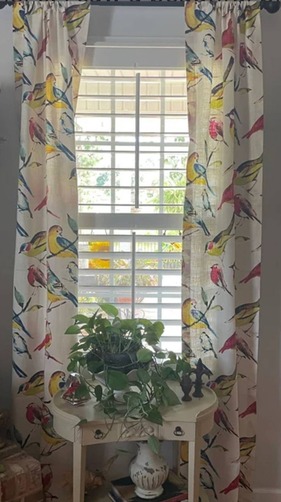 BEAUTIFUL BIRD CURTAINS- Designer Window Panels-25x84, Pillow Cover ...