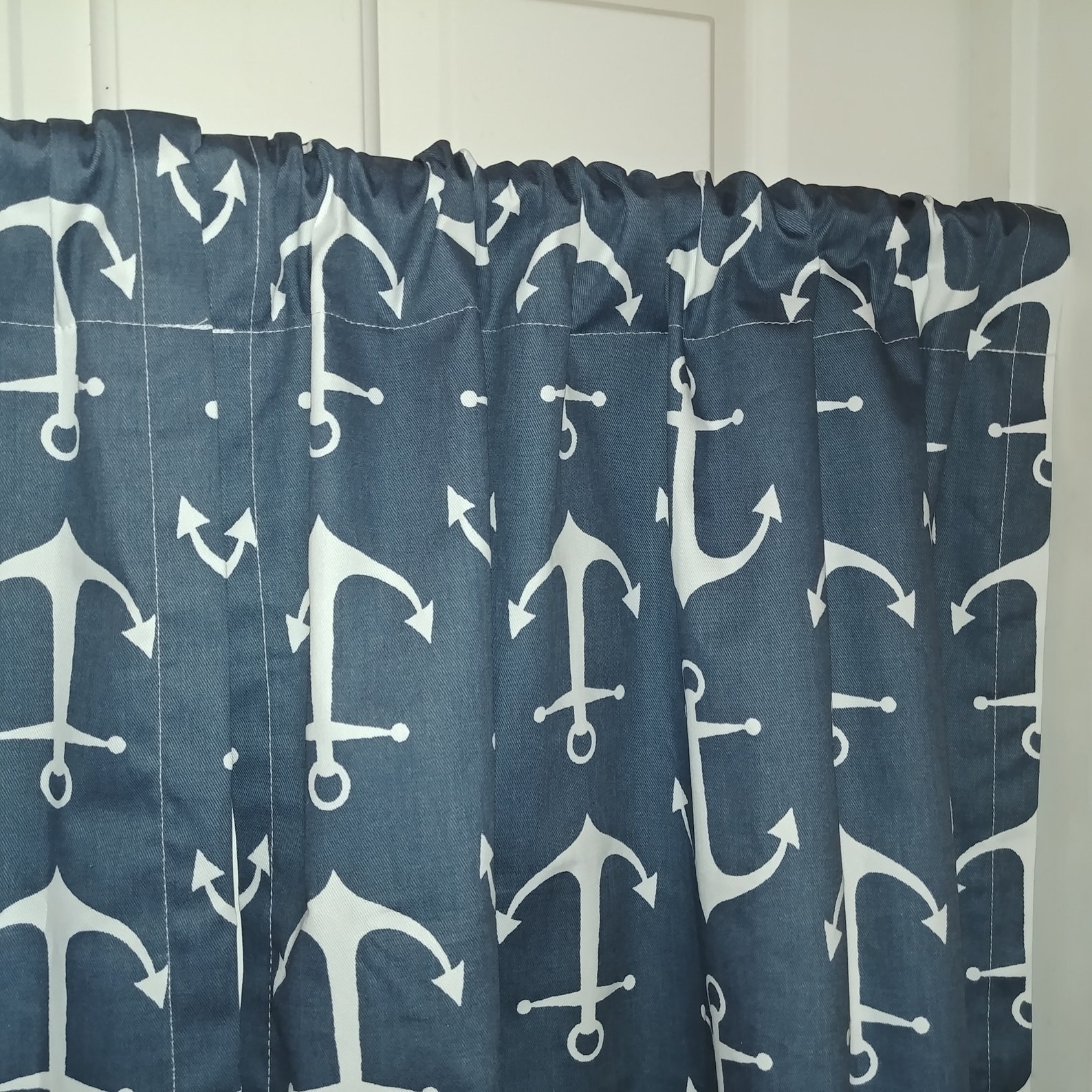 NAVY ANCHORS Curtains Designer Window Panels or Shower | Etsy