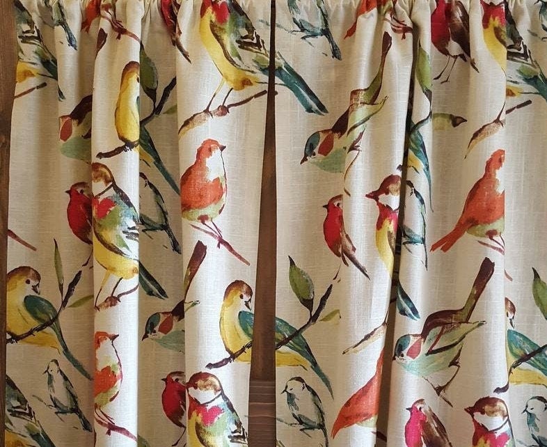 BEAUTIFUL BIRD CURTAINS- Designer Window Panels, Last Ones--large Birds ...