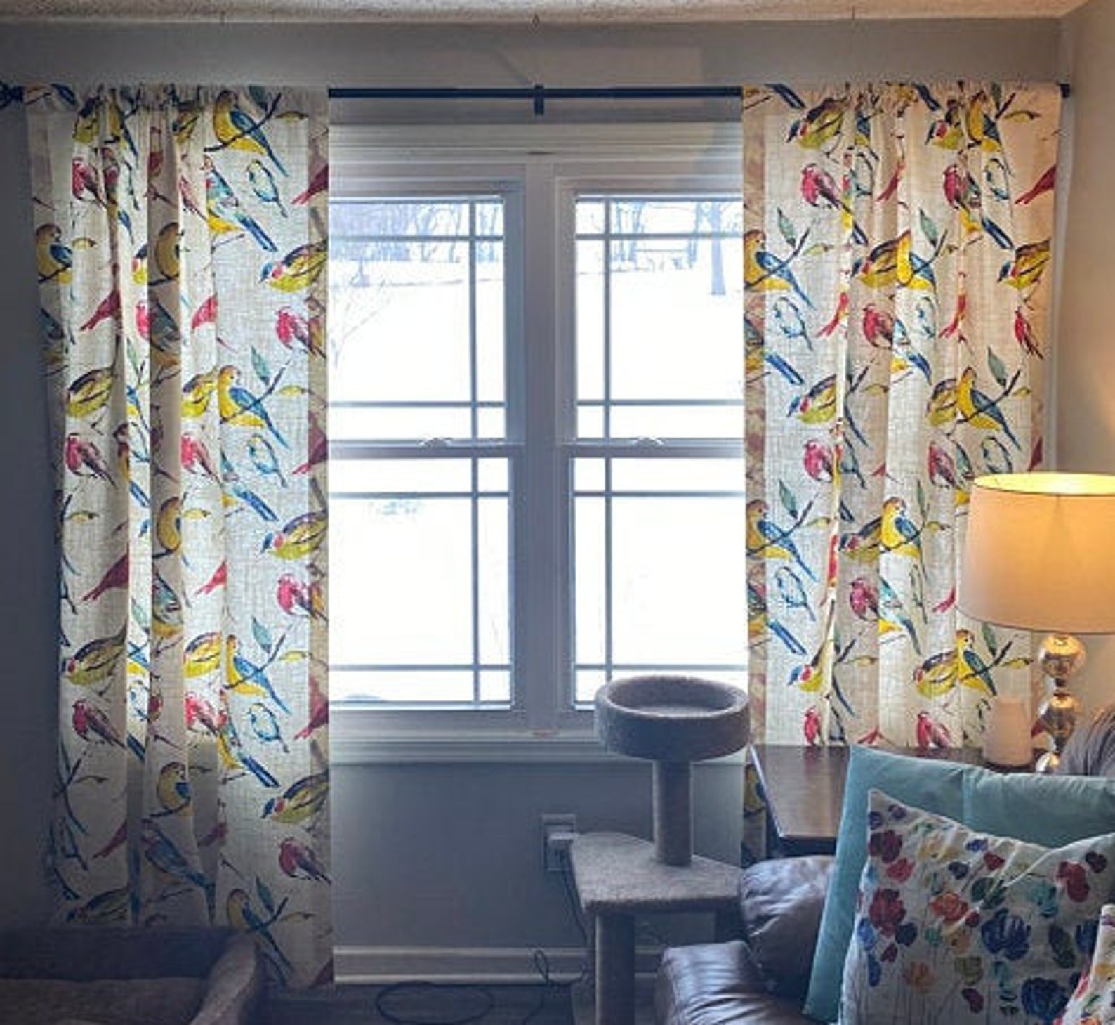 BEAUTIFUL BIRD CURTAINS- Designer Window Panels-25x84, Pillow Cover ...