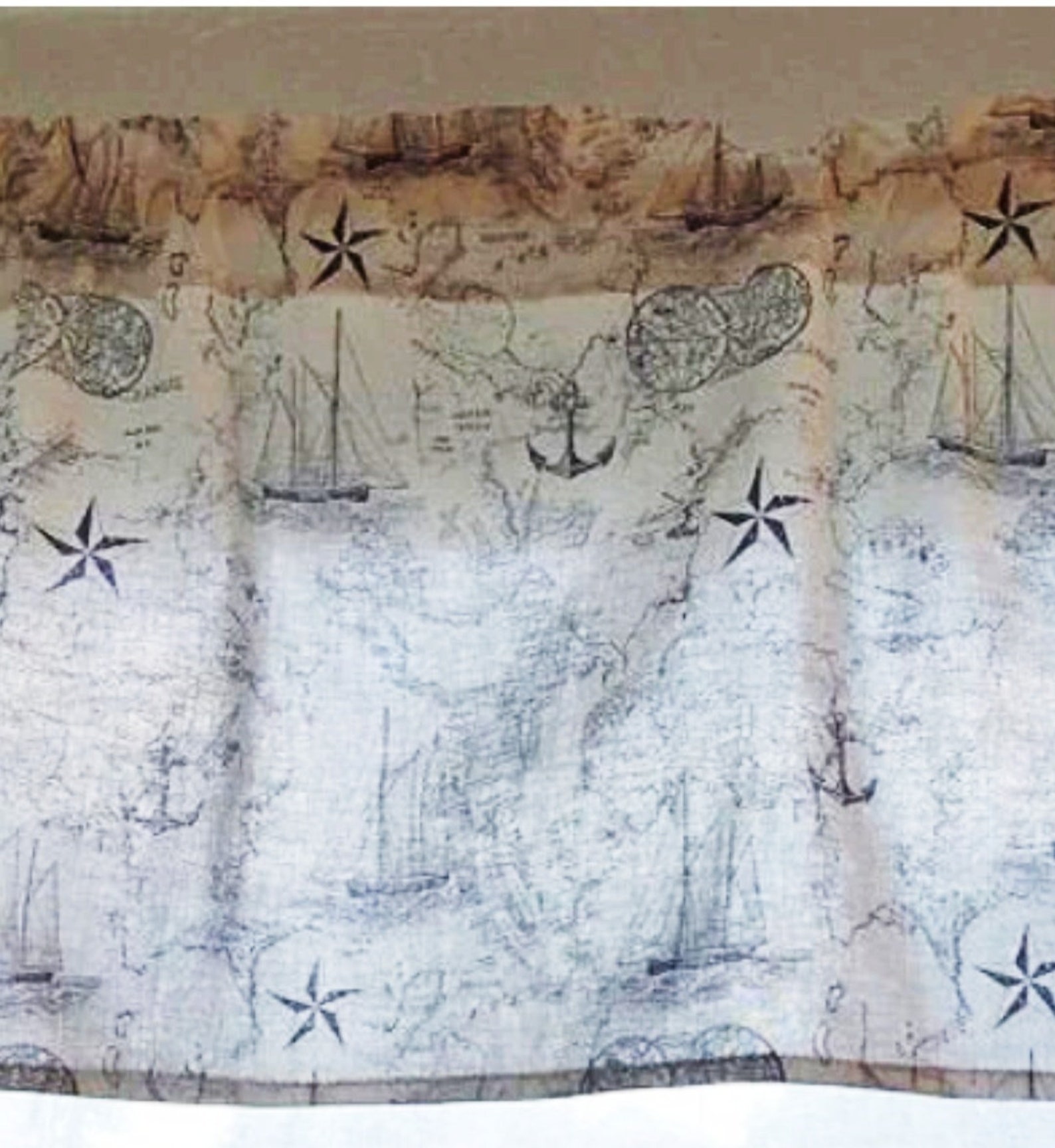 SAILBOAT NAUTICAL VALANCE 44 Wide Unlined Navy and - Etsy