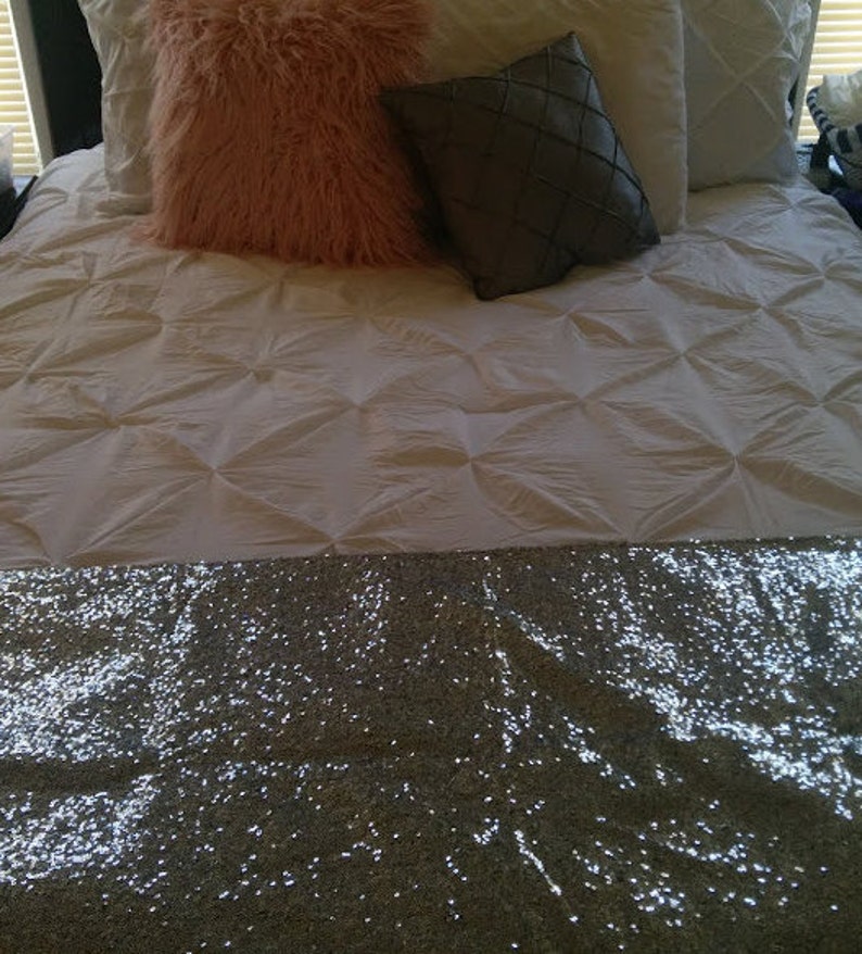 SEQUIN BED RUNNER Colors Hotel Look Has Lining Glitter Bed | Etsy