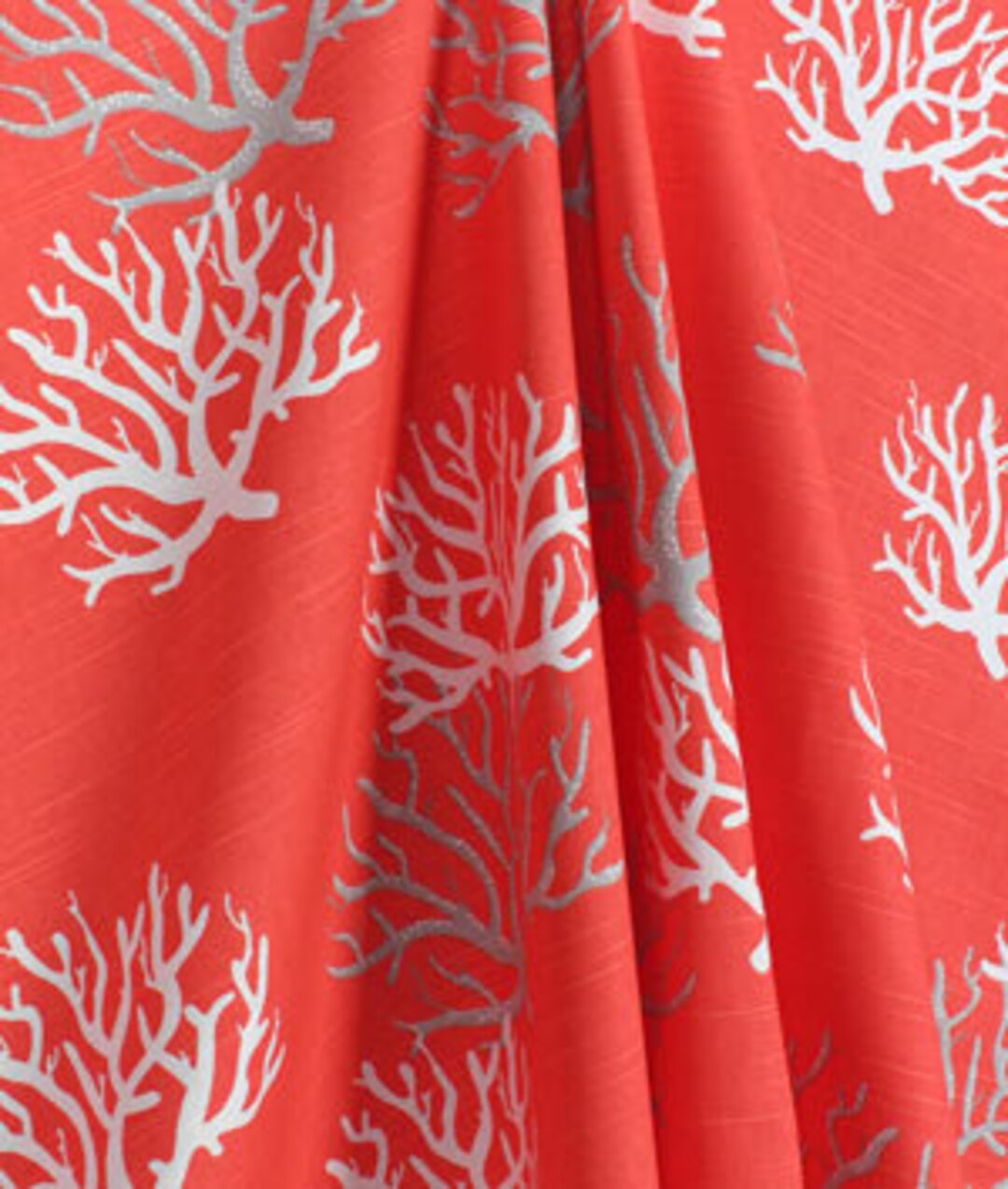 CORAL VALANCE or PANEL Window Treatment, or Shower Curtain, French Door ...