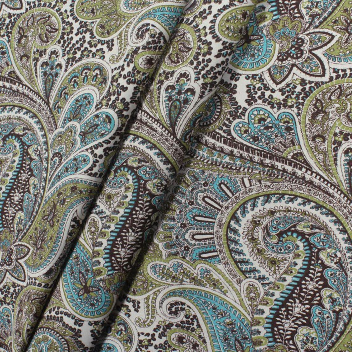 PAISLEY CURTAINS, Chocolate, Aqua, Designer Window Panels, Shower ...