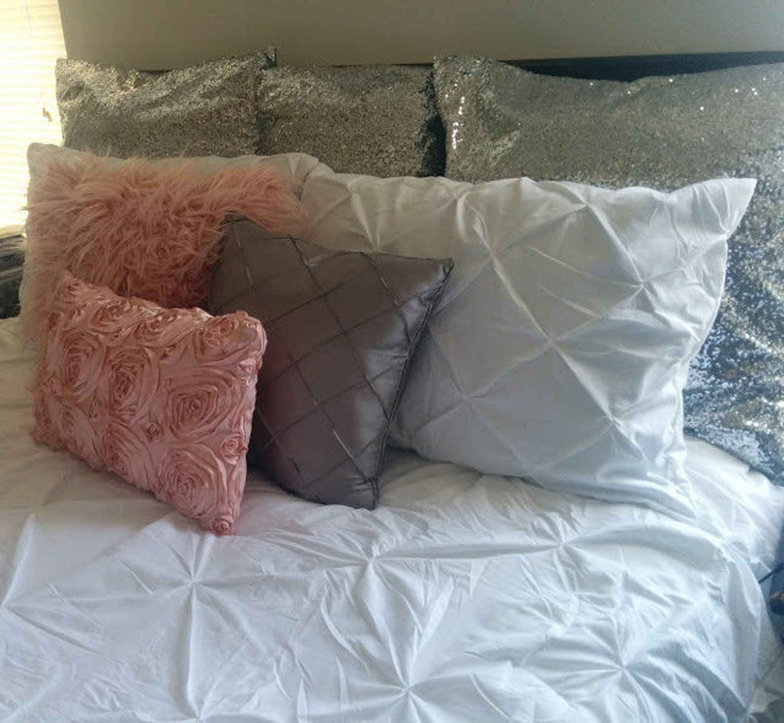 SEQUIN BED RUNNER Colors Hotel Look Has Lining Glitter Bed | Etsy