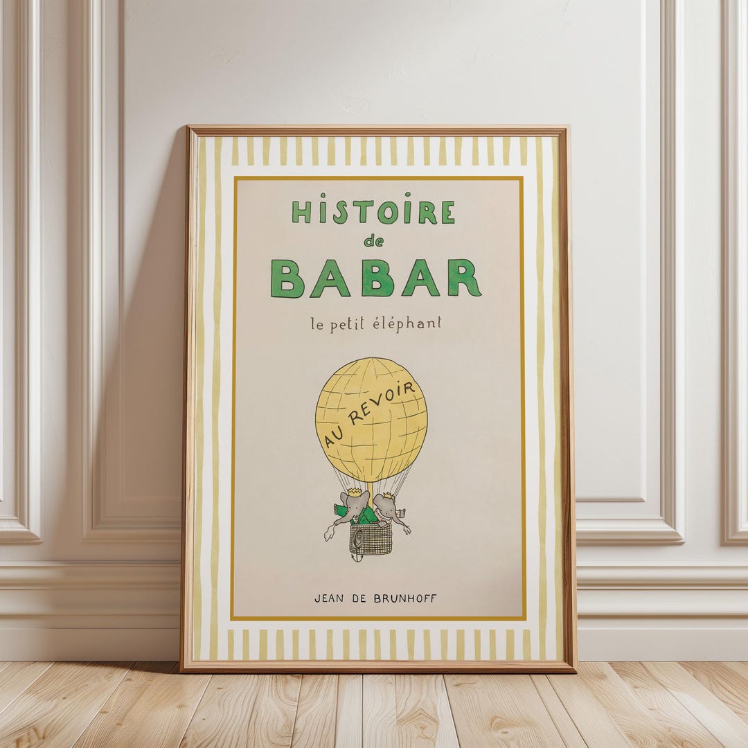 Babar the Elephant Nursery Wall Art Print, Retro Kids Decor Quote Wall ...