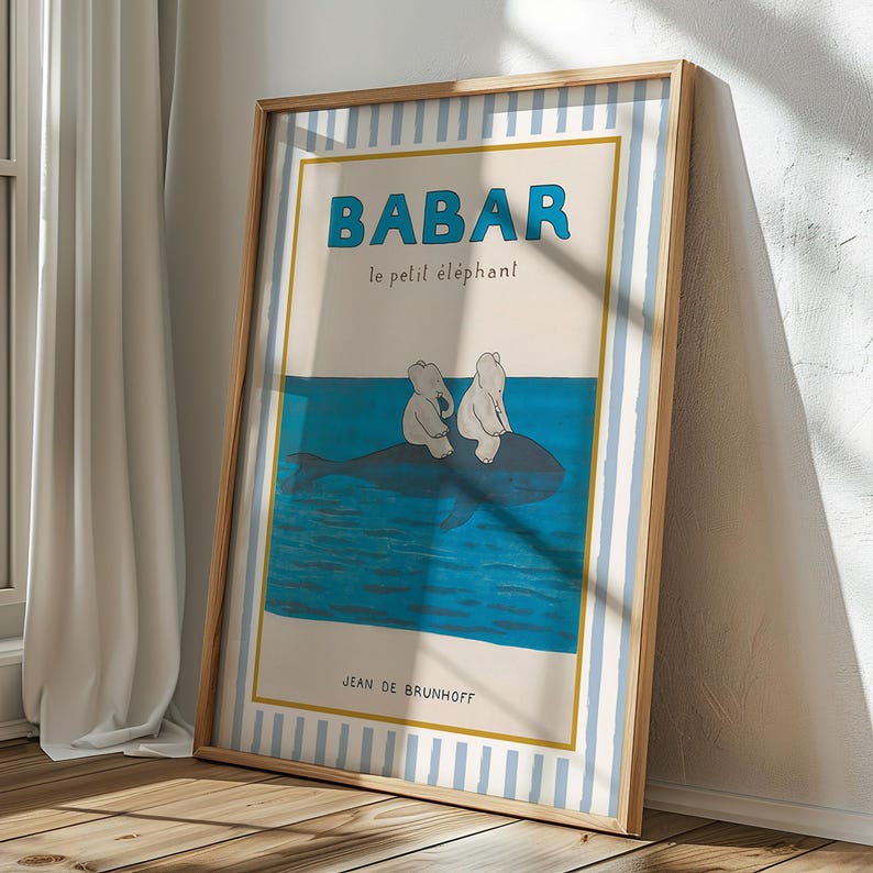Babar the Elephant Nursery Wall Art Print, Retro Kids Decor Quote Wall ...