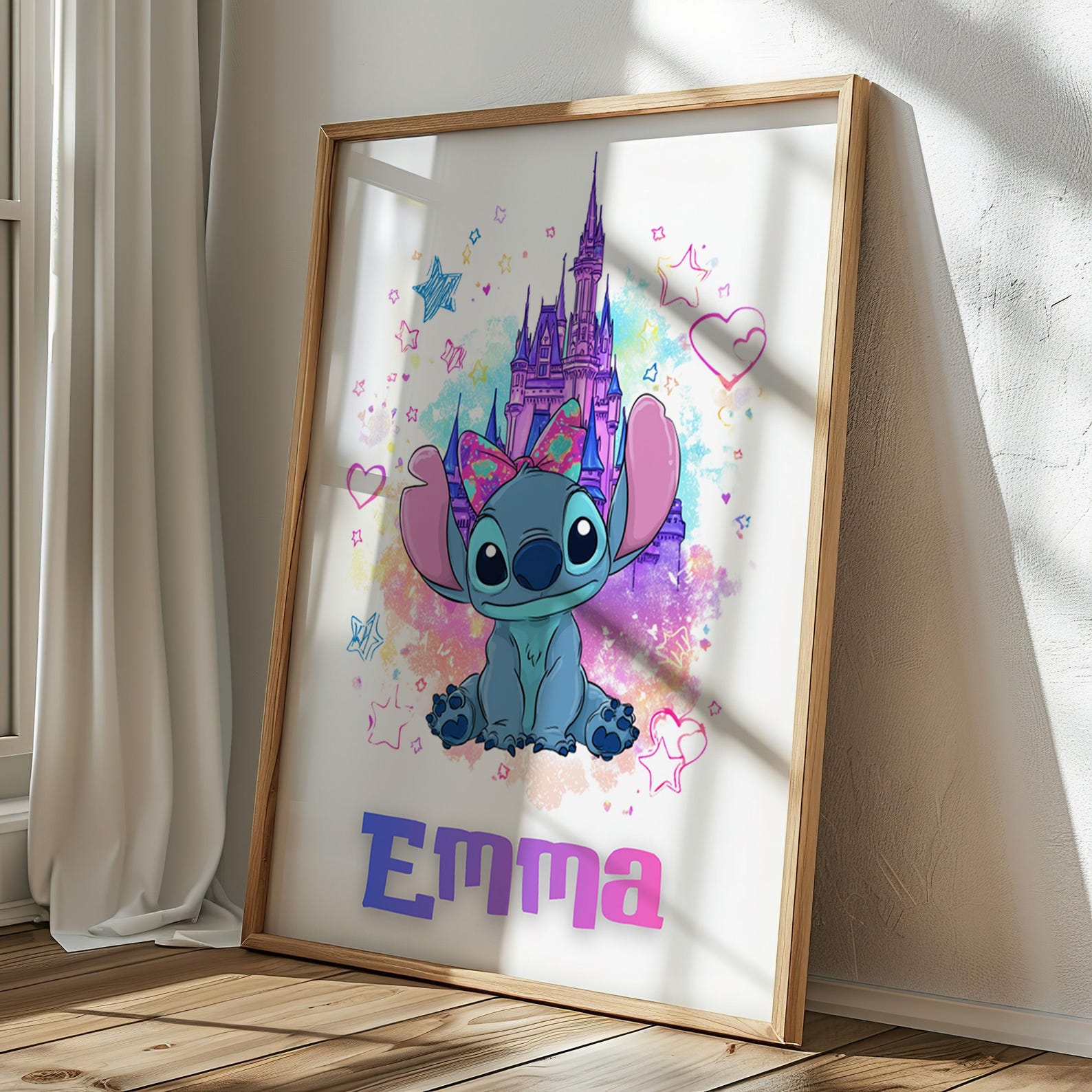Personalized Name Lilo & Stitch Watercolor Nursery Wall Art Print ...