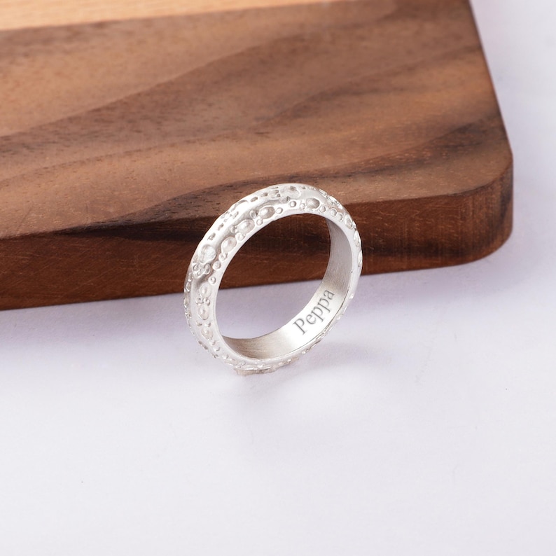 Sterling Silver Paw Print Ring, Custom Engraved Pet Rings for Cat Lover ...