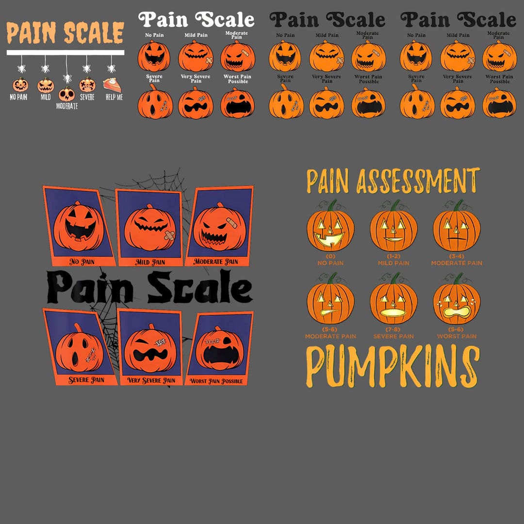 Funny Sarcastic Pain Scale Pumpkin Halloween PNG, Trauma Nurse Clipart ...