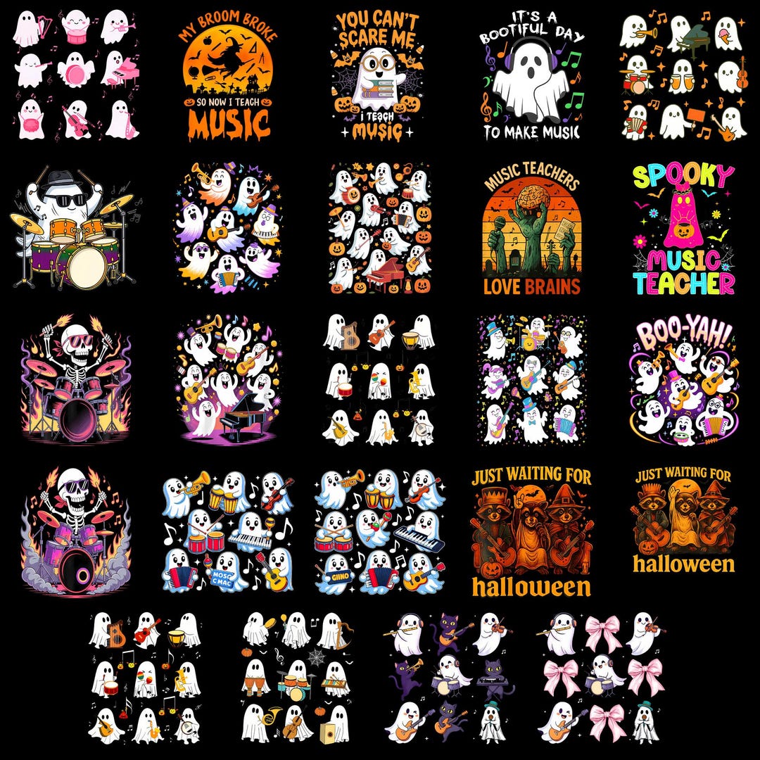 Ghost Playing Musical Instruments PNG, Funny Halloween Music ...