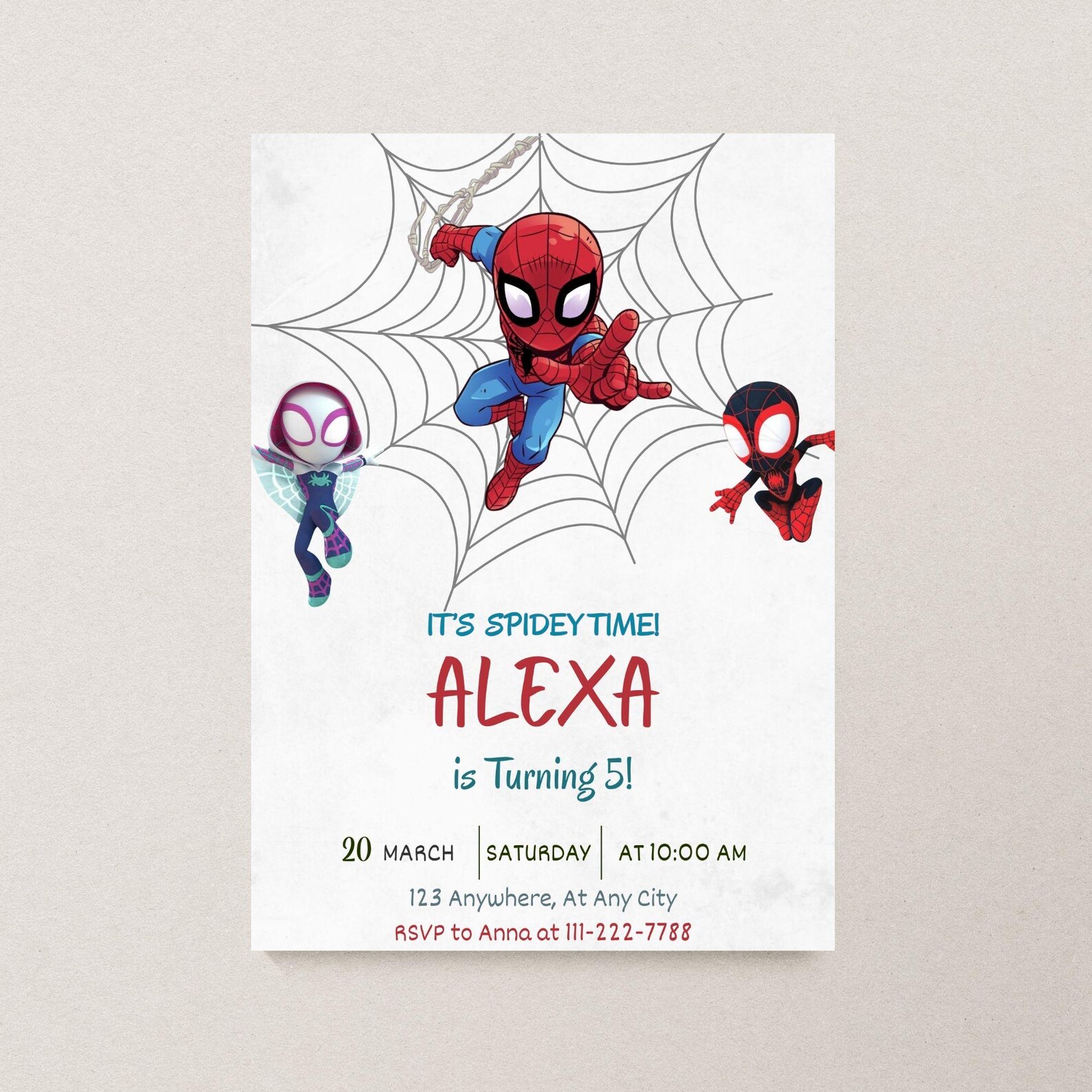 Spidey and His Amazing Friends Birthday Invitation Digital Download ...
