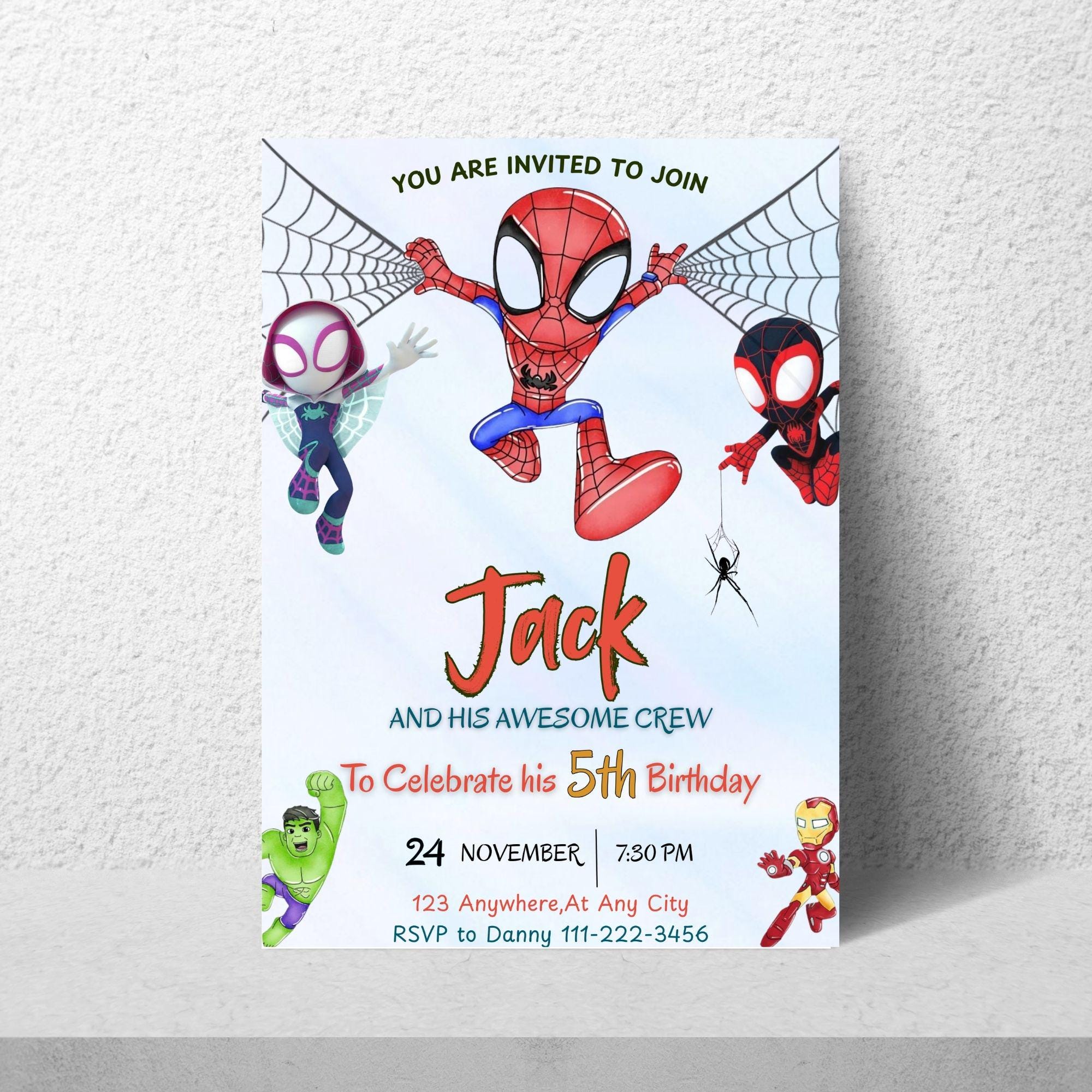 Spidey and His Amazing Friends Birthday Invitation Spidey Invitation ...