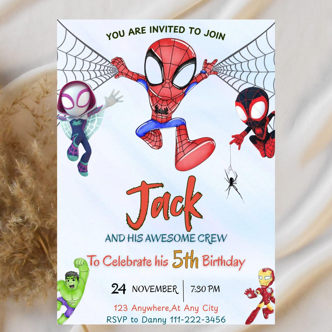 Spidey and His Amazing Friends Birthday Invitation Spidey Invitation ...