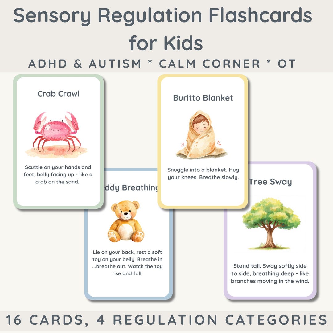 Sensory Regulation Flashcards, ADHD & Autism Calming Activities ...
