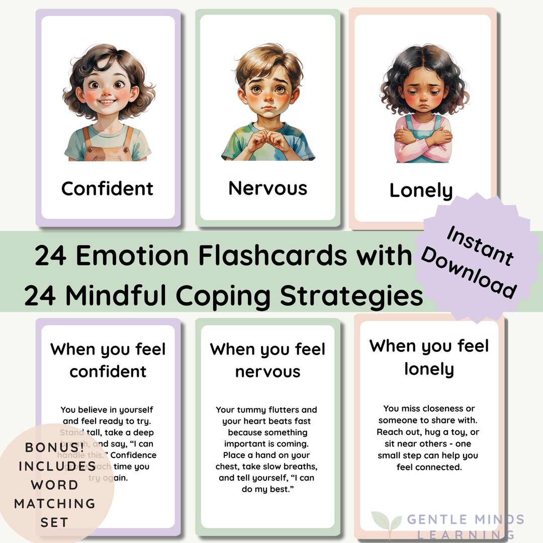 Emotion Flashcards, SEL Calm Down Cards for Kids (printable) - Etsy UK