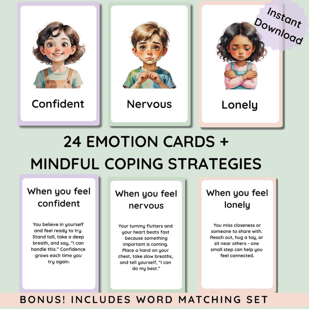 Printable Emotion Flashcards for Kids | SEL Calm Down Cards + Coping ...
