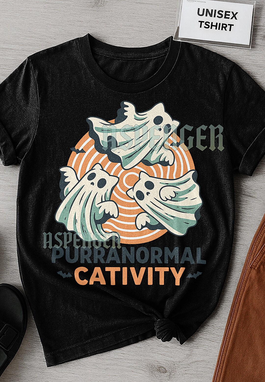 Purranormal Cativity T-shirt, Funny Cat Pun Graphic Tee, Paranormal Pun ...