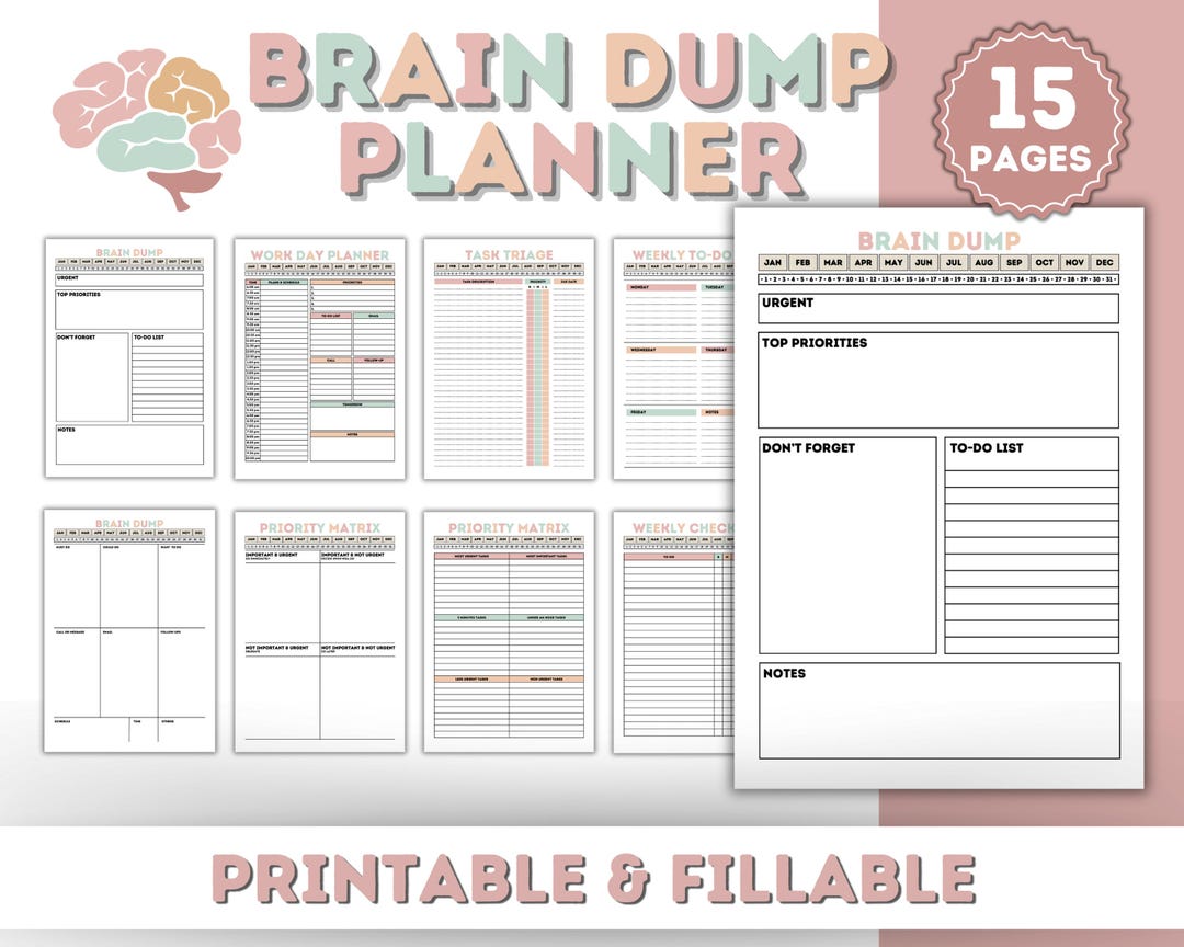 Brain Dump Planner - Priority Matrix - Weekly to Do List - Focus ...