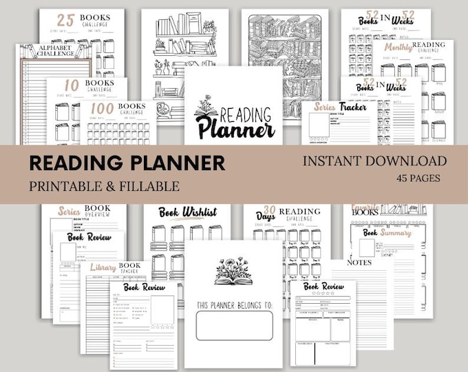 Cute Reading Planner, Reading Tracker, Book Lovers Planner, Book ...