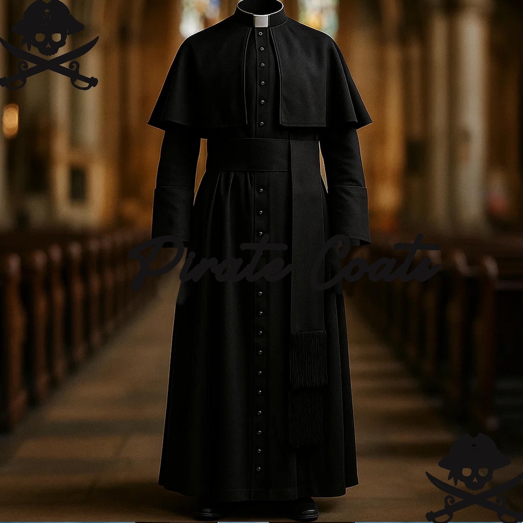 Men’s Tropical Black Clergy Cassock: Traditional Priest Robe, Church ...