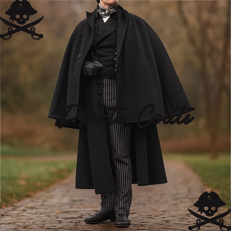 Inverness Cape Coat, Traditional Cloak, Regency Garrick Overcoat, Men's ...