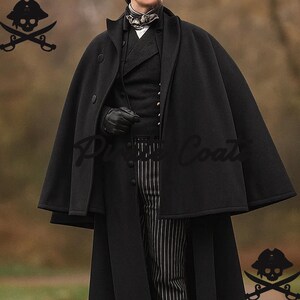 Inverness Cape Coat, Traditional Cloak, Regency Garrick Overcoat, Men's ...