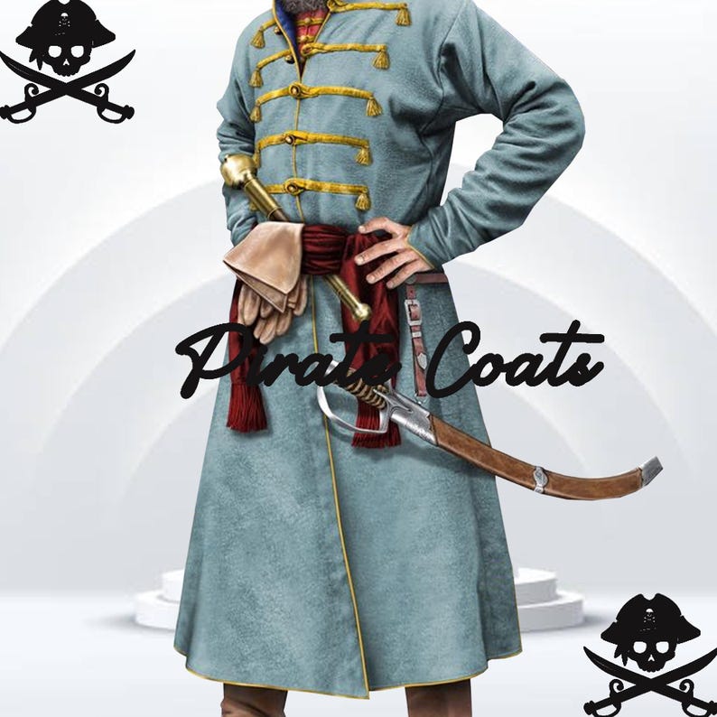18th Century Blue Wool Hussar Officer Kaftan Coat: Slavic Warrior ...