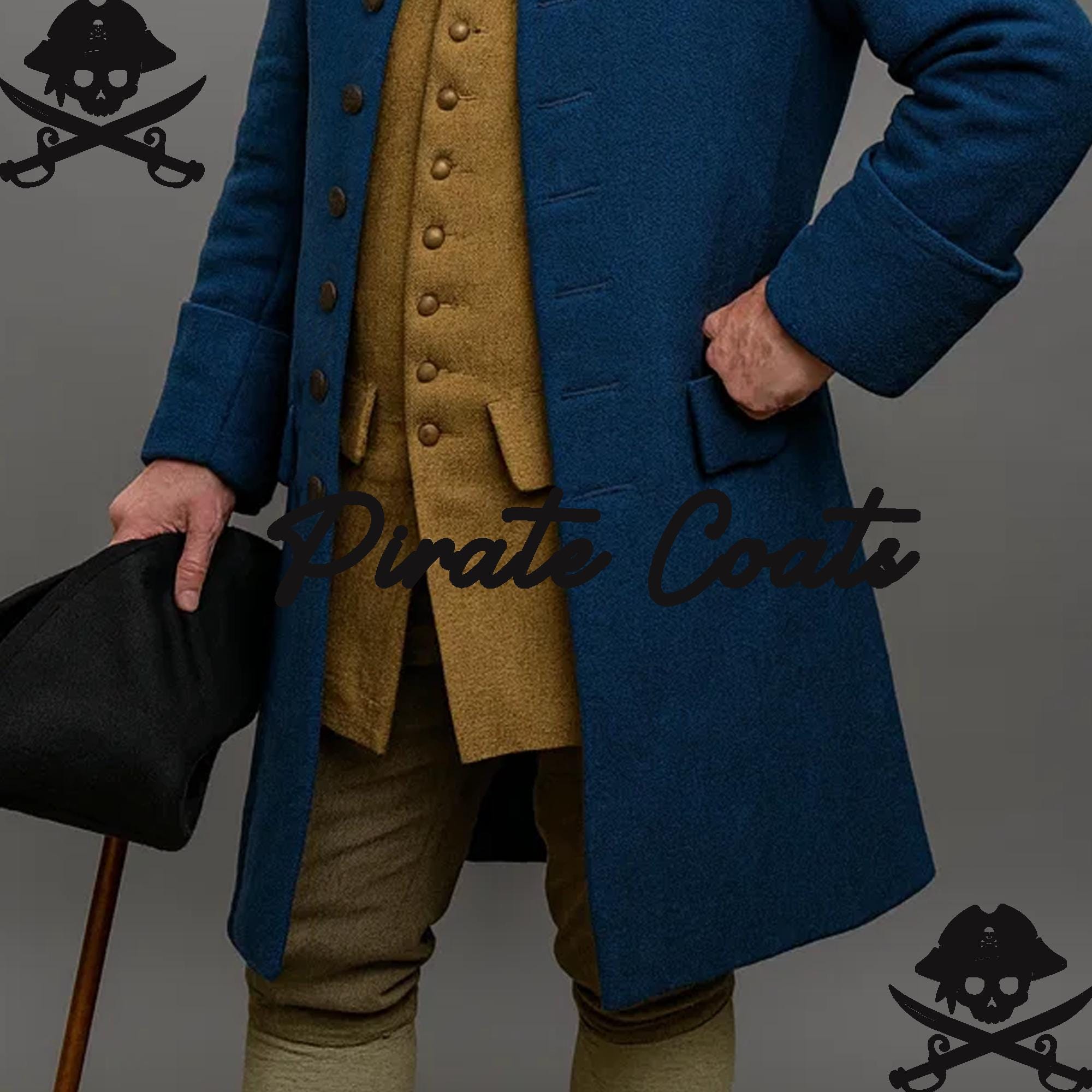 Men’s 18th Century Colonial Frock Coat – Victorian Reenactment Navy ...