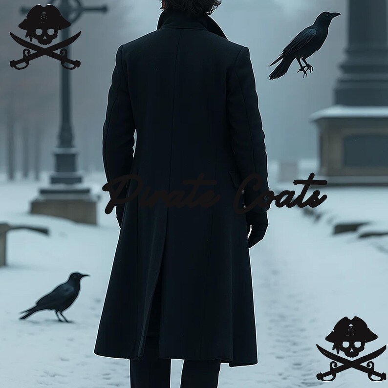 Men Black Wool Trench Coat: Medieval Steampunk Style Overcoat, Regency ...