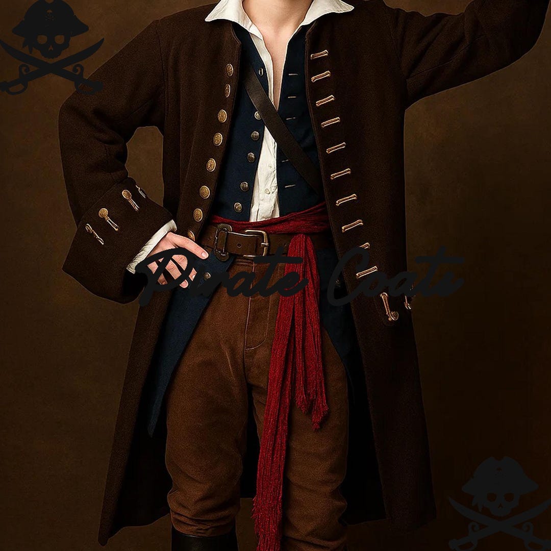 Captain Jack Sparrow Coat : Maroon Wool Buccaneer Men Jacket ...