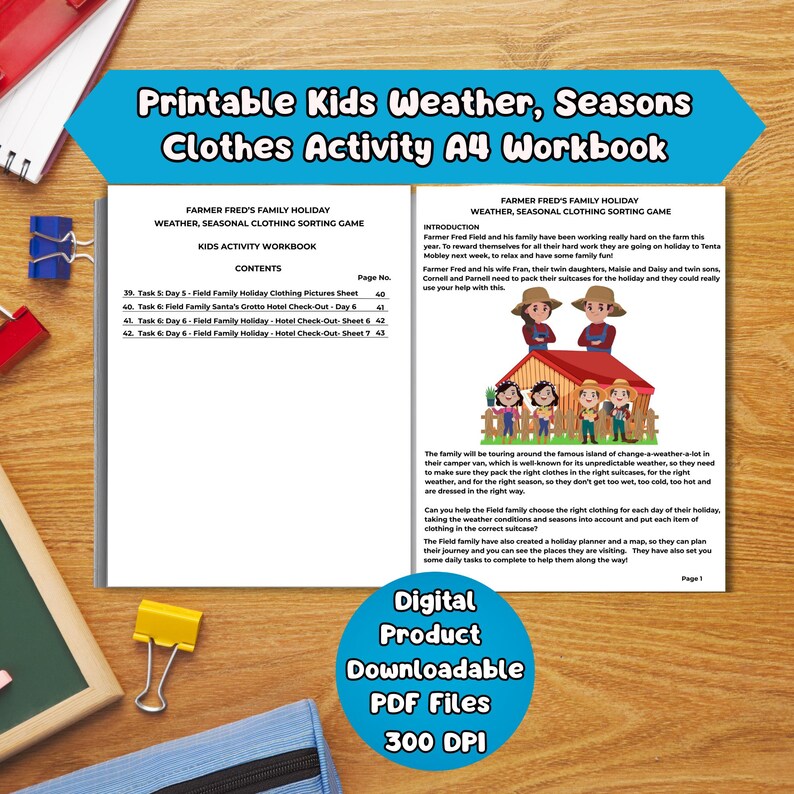 Farmer Fred Weather Seasons Clothing Sorting Kids Activity Workbook ...