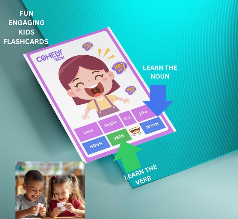 Nouns and Verbs Flashcards for Kids - Action Words ESL Grammar ...