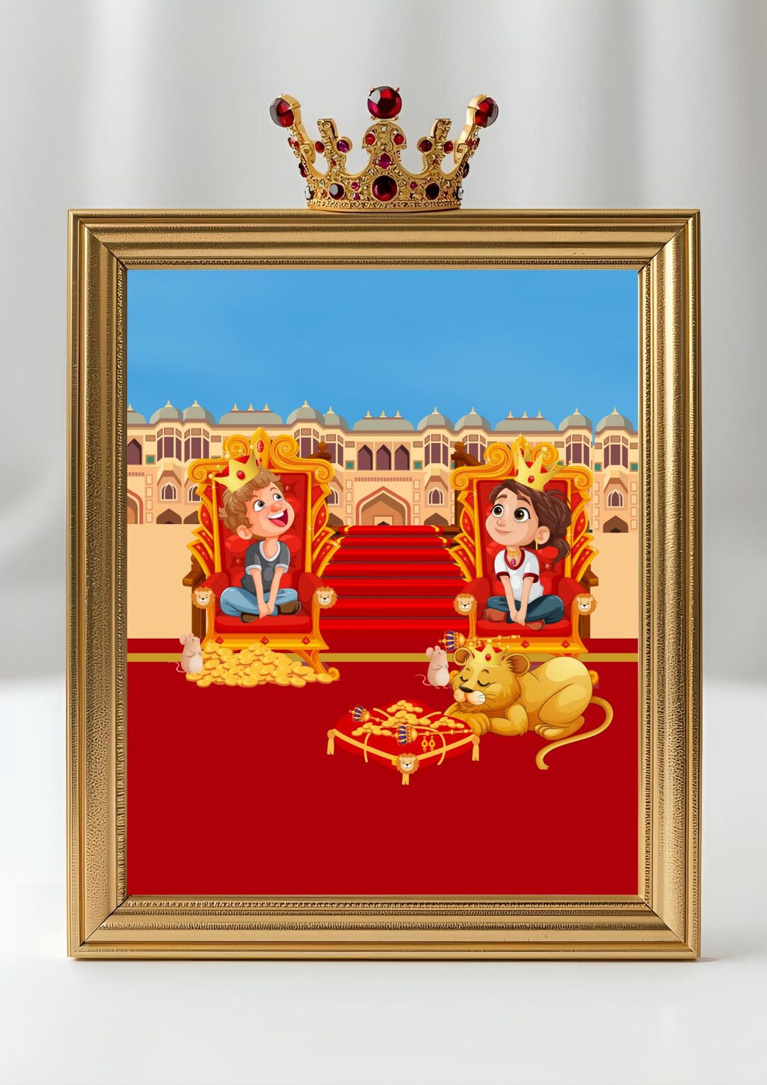 Set of 2 Kids Posters, Prince Leon and Princess Leonie Prints Boys ...