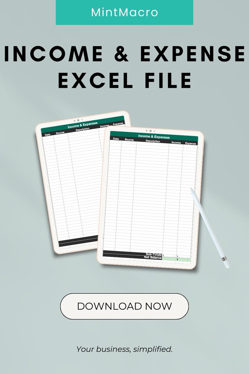 Income & Expense Tracker | Excel Spreadsheet Download | Print or PDF - Etsy