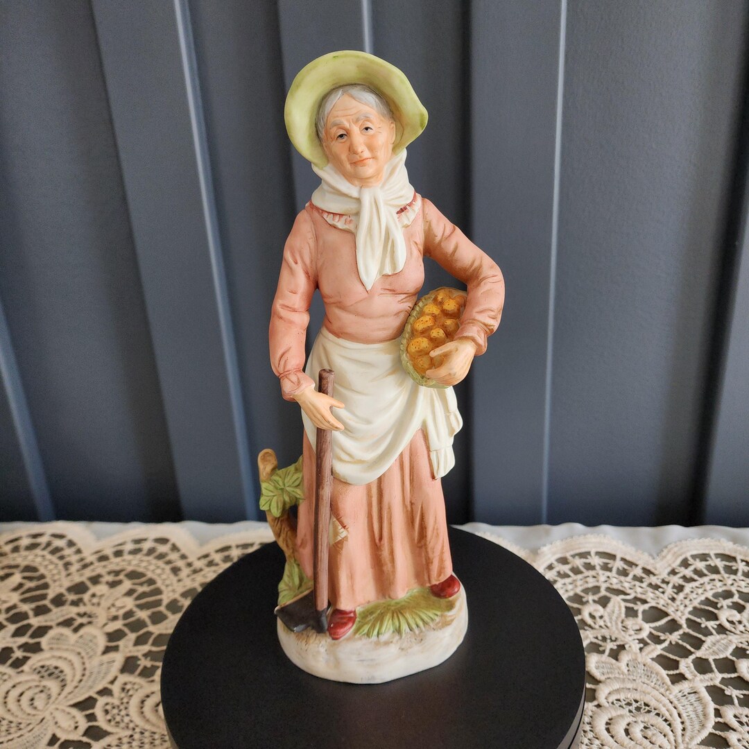 Vintage European Porcelain Woman Figurine | Farmhouse Cottagecore ...