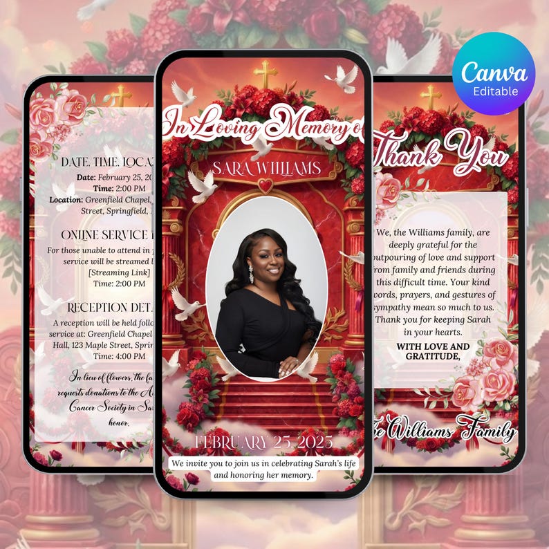 Animated Funeral Video Invitation, DIY Template Design, Celebration of ...