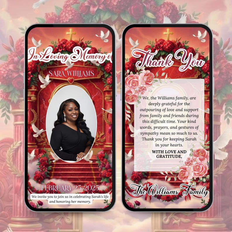 Animated Funeral Video Invitation, DIY Template Design, Celebration of ...