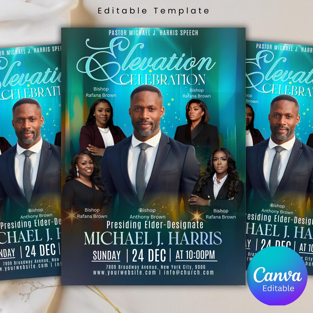 Pastor Anniversary, Pastor Elevation Celebration, Church Announcement ...
