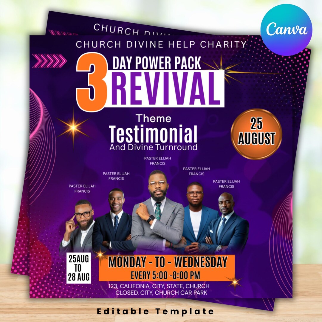Church Revival Flyers, 3 Day Power Pack Revival, Testimonial Flyer ...