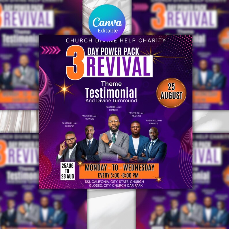 Church Revival Flyers, 3 Day Power Pack Revival, Testimonial Flyer ...