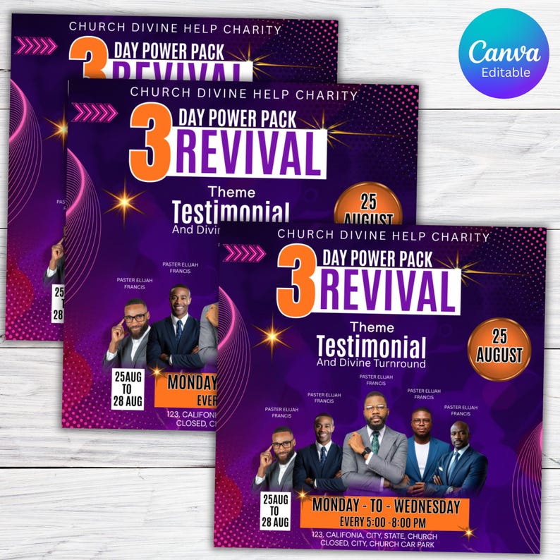 Church Revival Flyers, 3 Day Power Pack Revival, Testimonial Flyer ...