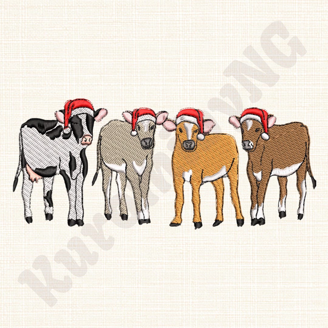 Christmas Cows Embroidery Design: Festive Holiday Pattern (instant ...