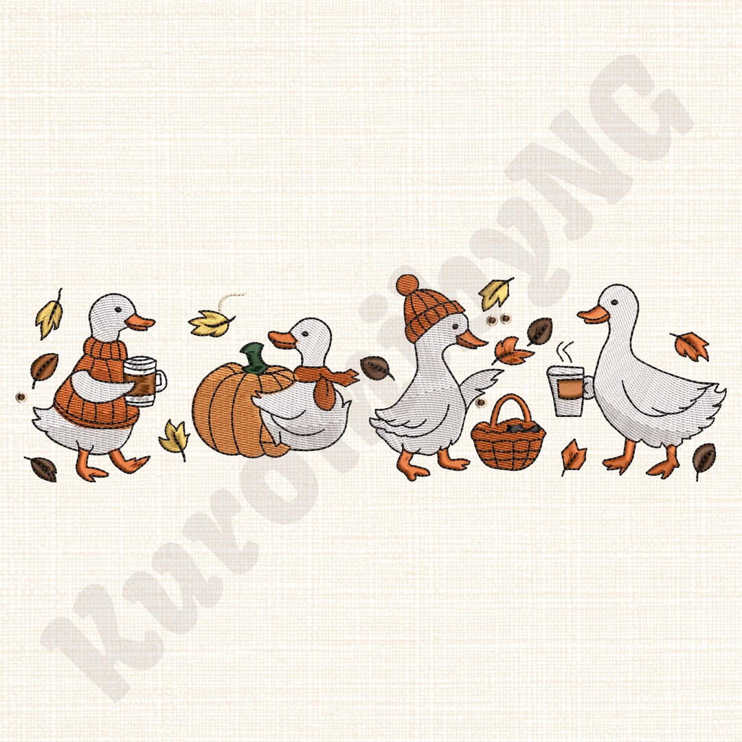 Thankful Goose Embroidery Design, Fall Thanksgiving (instant Download ...