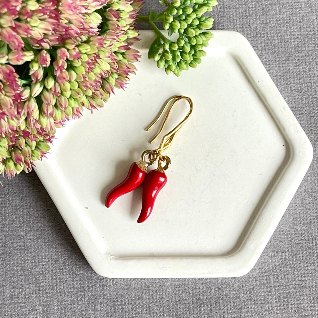 Gold Chillie Earrings, Chilli Earrings, Pepper Earrings, Cute Jewelry ...